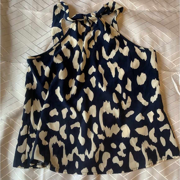Tops | Sophisticated Sexy Halter Neck Flowy Blue White Polka Dot Spots ...